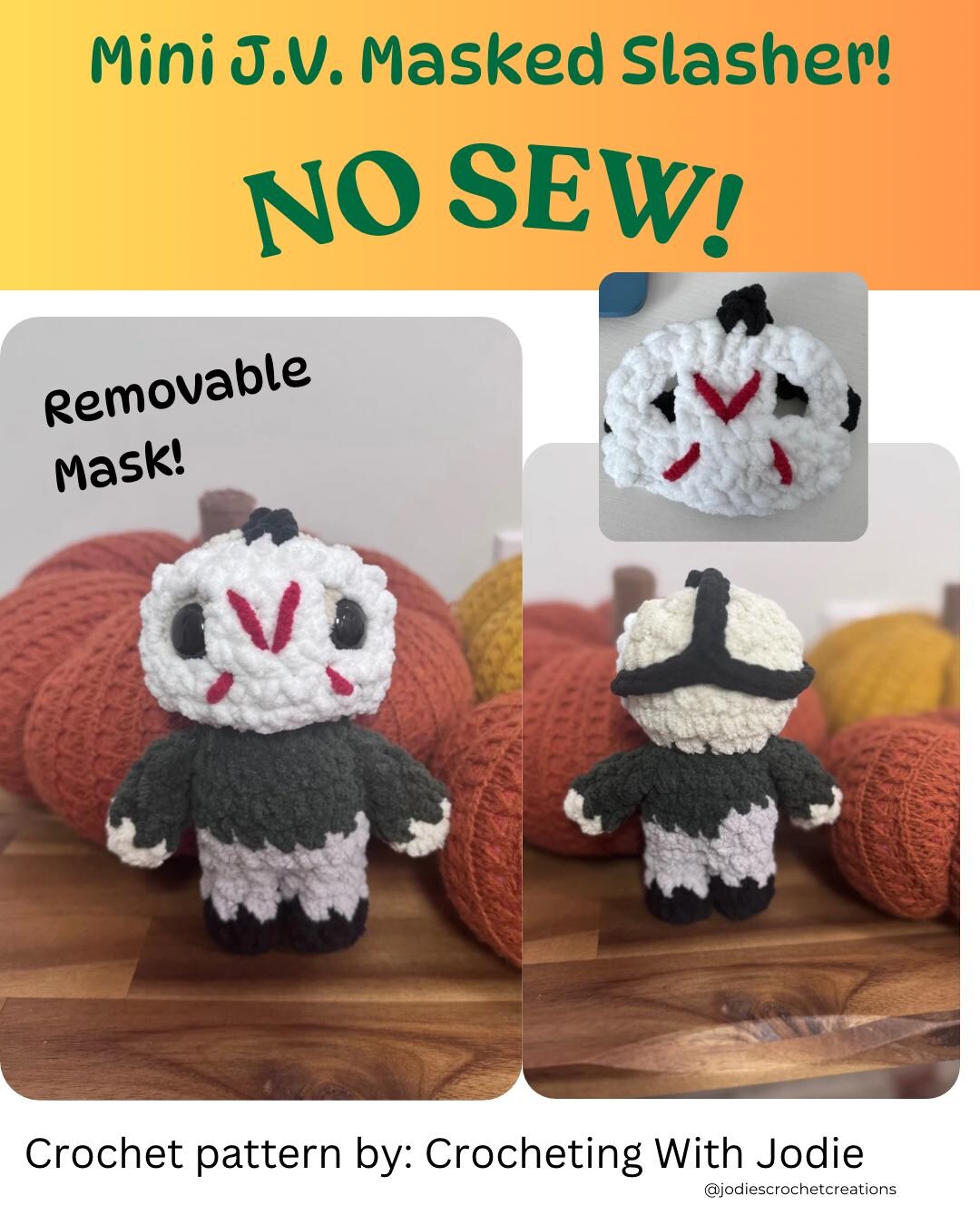 Mini Jason Masked Slasher Crochet Pattern No Sew! - Etsy