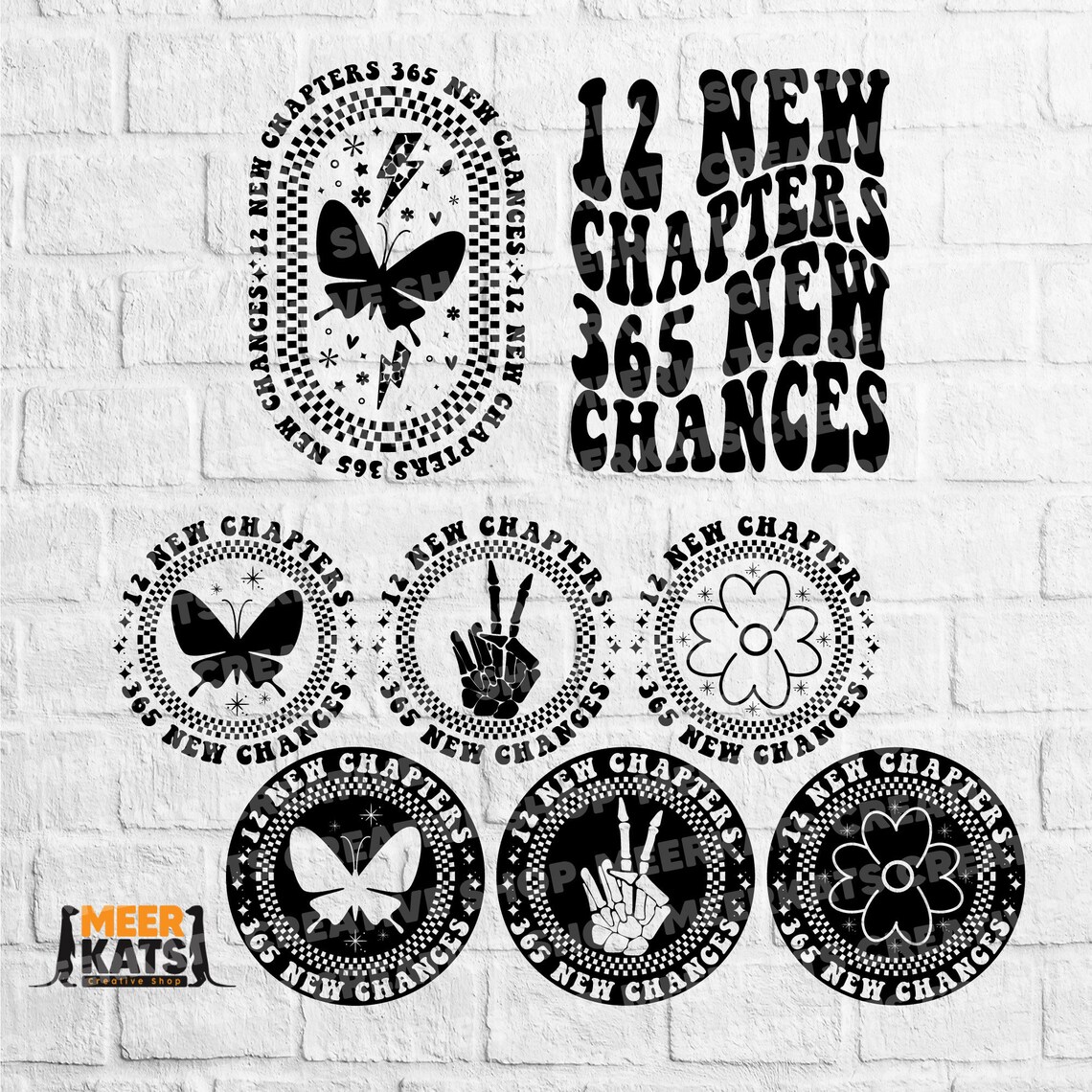 12 New Chapters 365 New Chances Svg, Simple New Year Svg, 2025 New Year ...