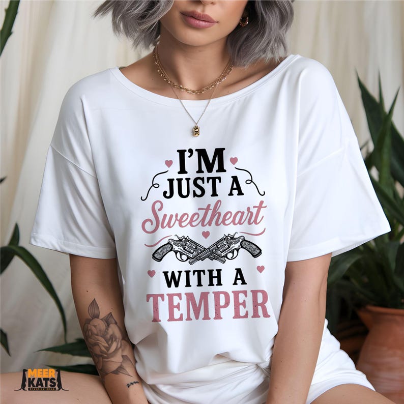 Sweetheart With a Temper PNG – Western Girl Gun Graphic for Sublimation ...