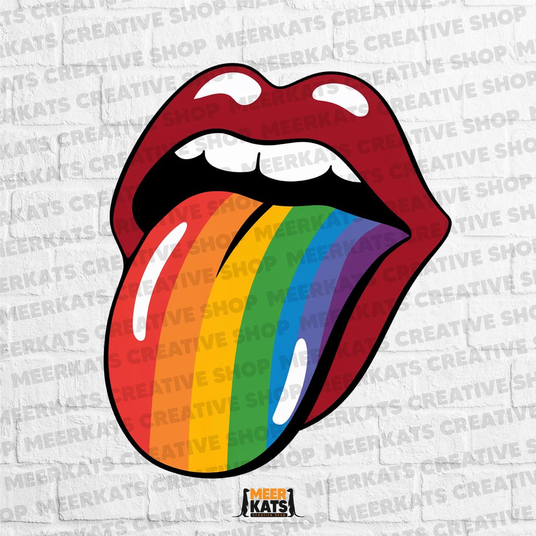 Rainbow Lips PNG: Retro Tongue Clipart (digital Download) - Etsy