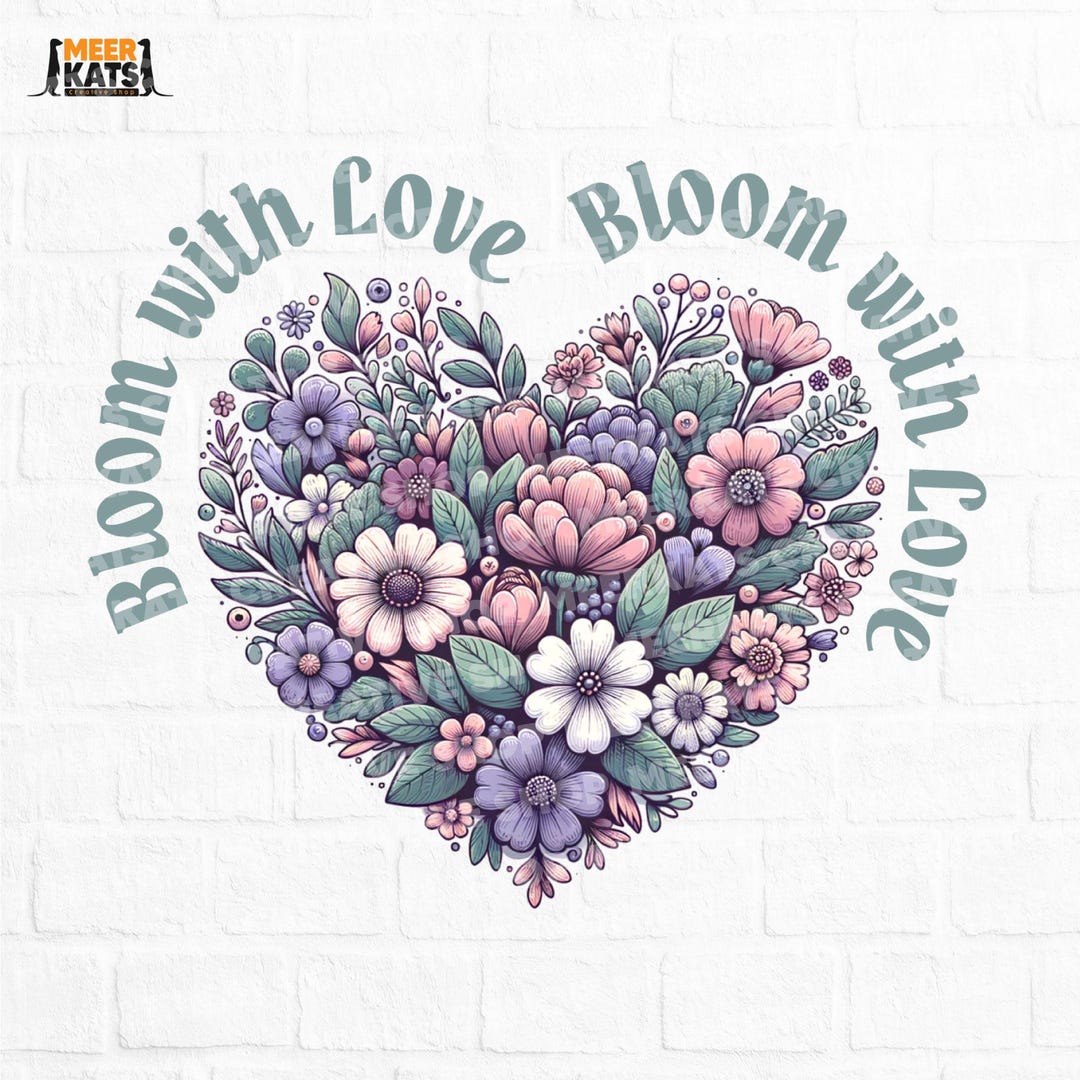 Bloom With Love Png, Heart Flower Design, Flowered Heart Png, Valentine ...