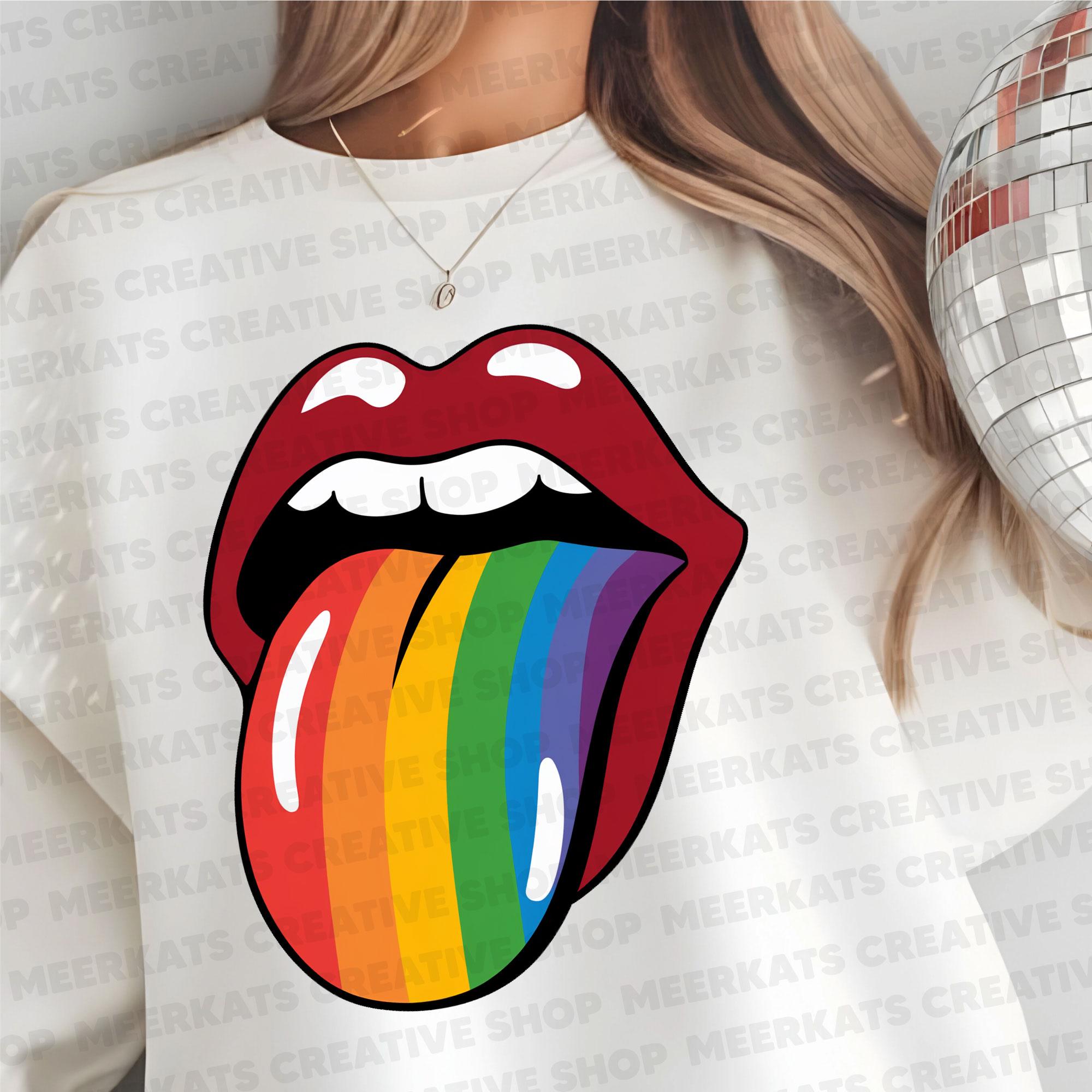 Rainbow Lips PNG: Retro Tongue Clipart (digital Download) - Etsy