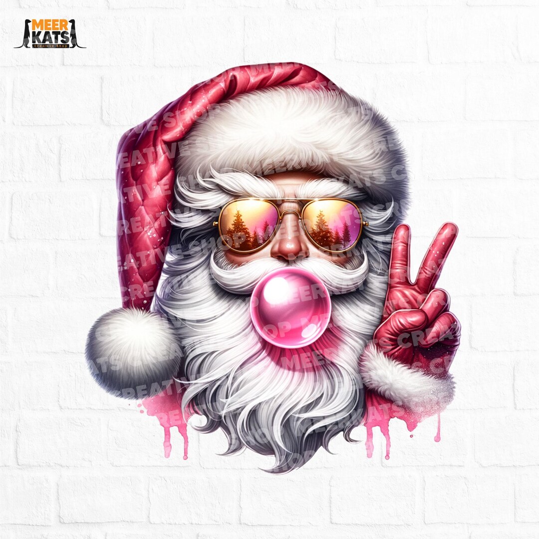 Retro Santa Png, Santa Sublimation Png, Trendy Pink Santa Png, Retro ...