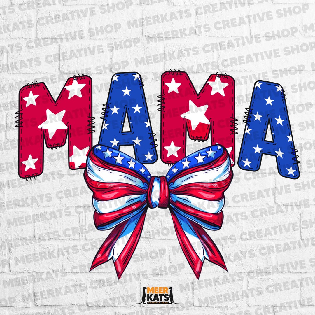Patriotic Mama PNG, Fourth of July Mom Shirt Design, USA Flag Bow Mom ...