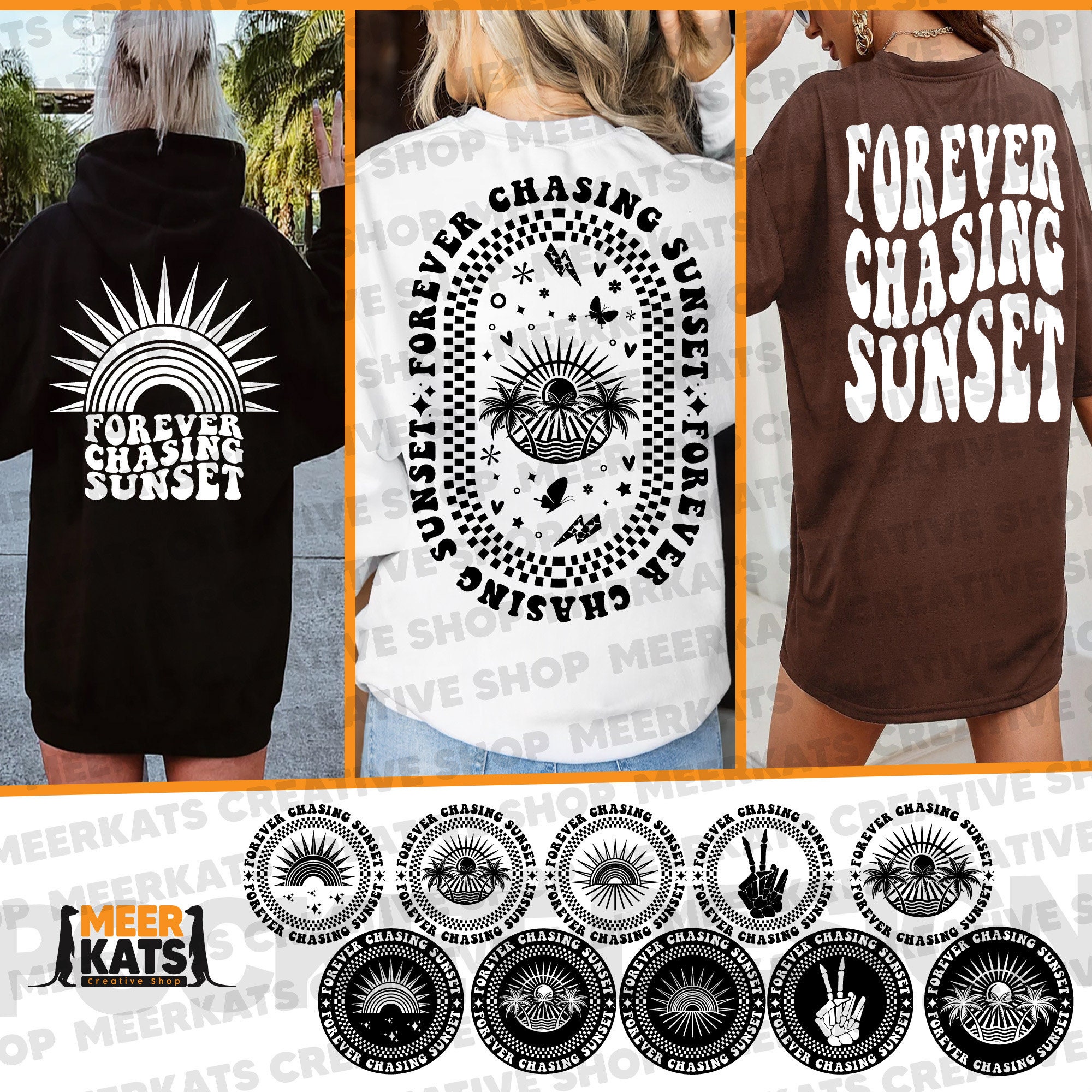 Forever Chasing Sunsets SVG PNG PDF: Trendy Beach Design - Etsy