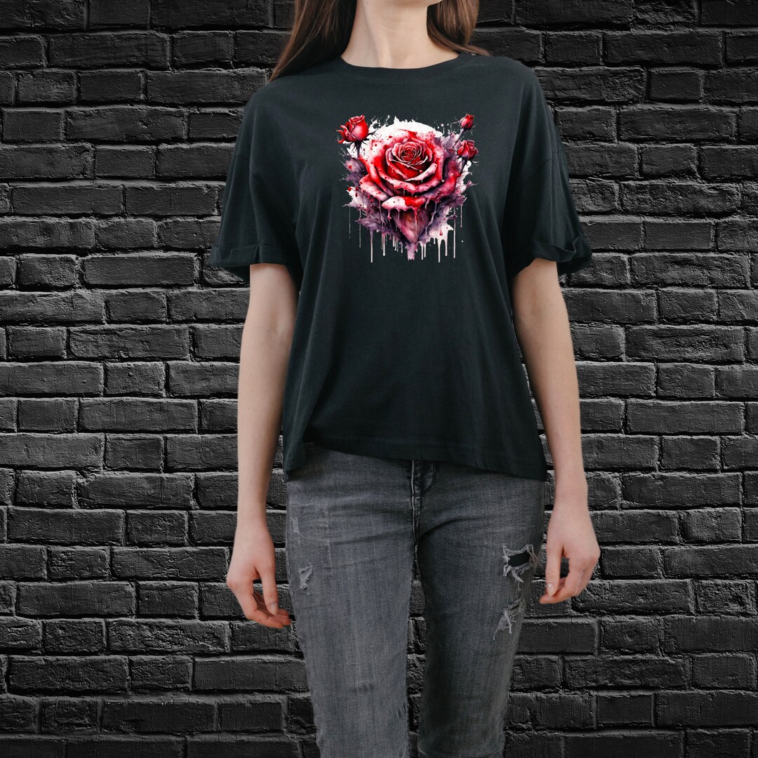 Blood Rose Tshirt, Gothic Tee, Gothic Tshirt, Gifts for Her, Rose ...
