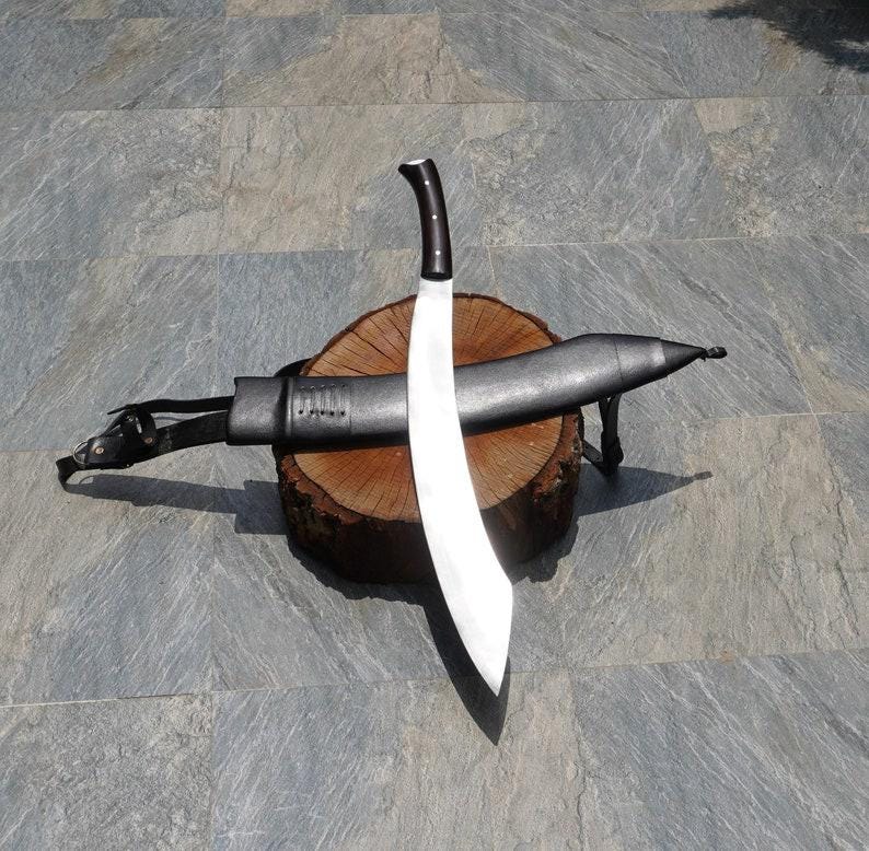 30 Carbon Steel Machete With Leather Sheath Nepalese Bush Craft Tool ...