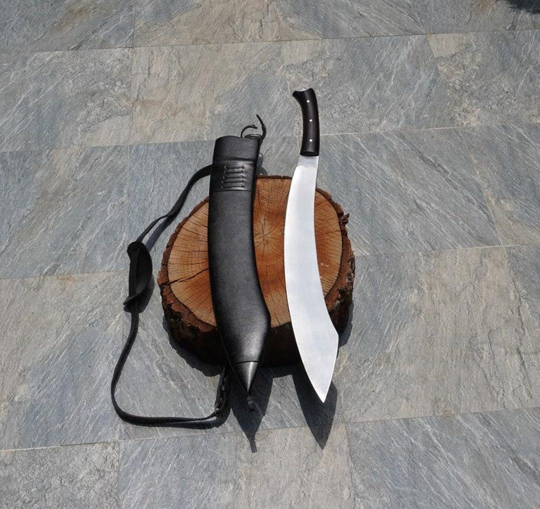 30 Carbon Steel Machete With Leather Sheath Nepalese Bush Craft Tool ...