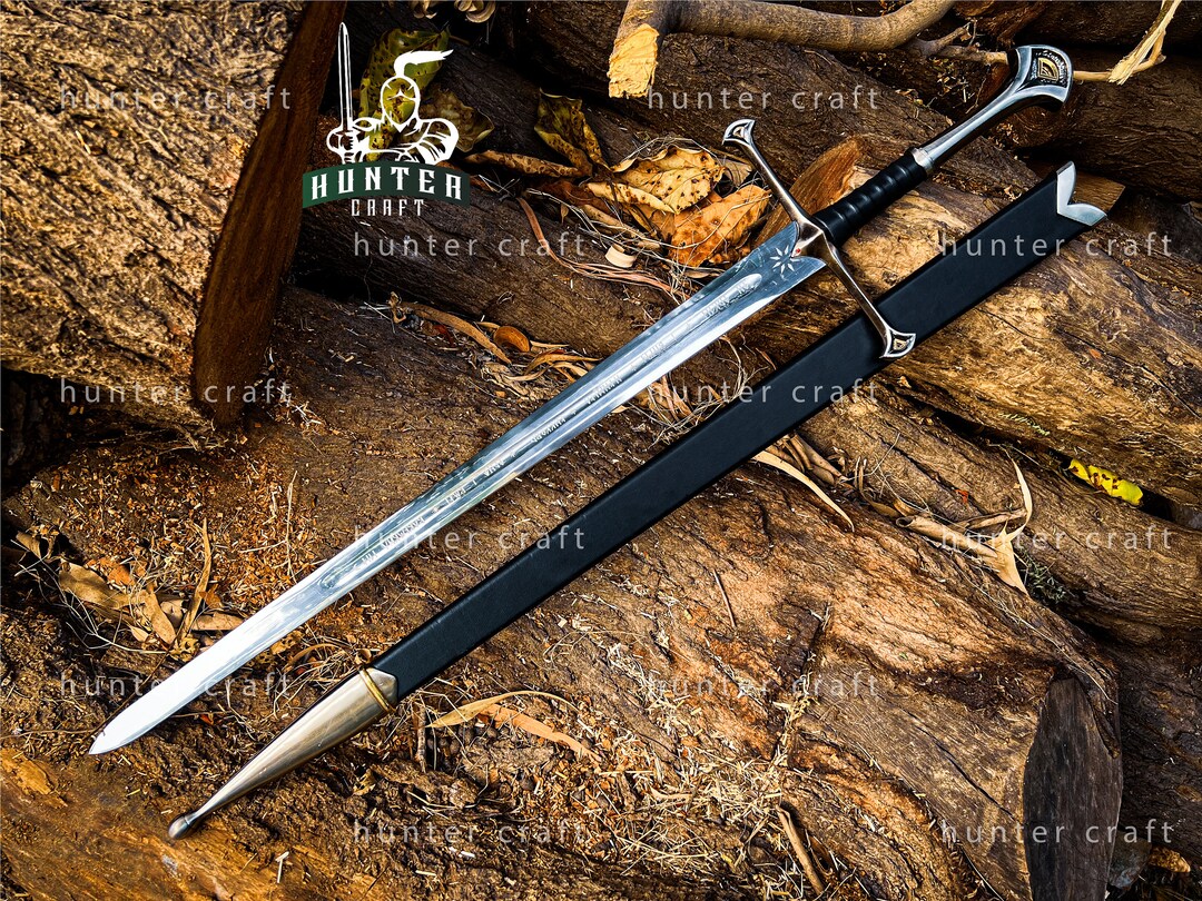 Handcrafted Anduril Sword of Narsil, Damascus Steel Blade, Fully ...