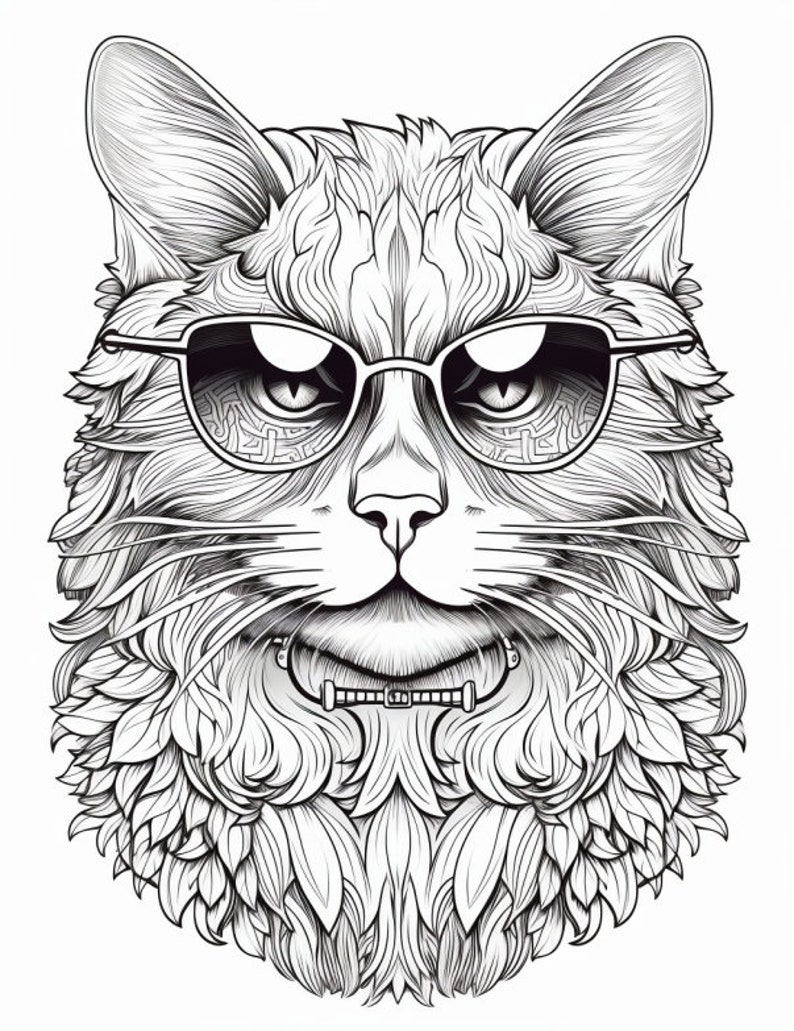 40 Purr-fect Cat Coloring Pages: A Fun and Unique Coloring Book for Cat ...