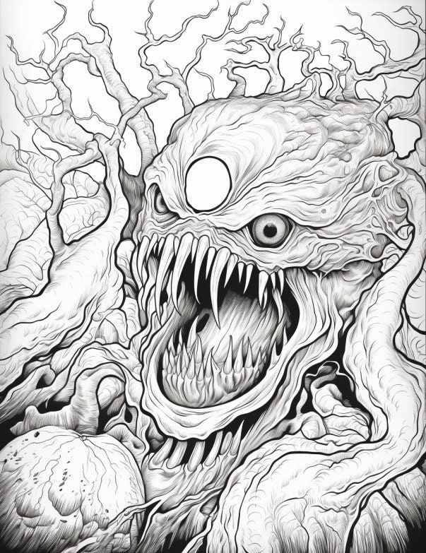 40-page Scary Monsters Adult Coloring Book: Unwind With Spine-tingling ...