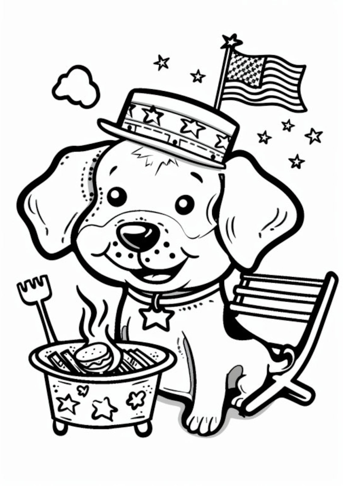 4th of July Coloring Pages for Kids Coloring Pages Kawaii Puppies ...