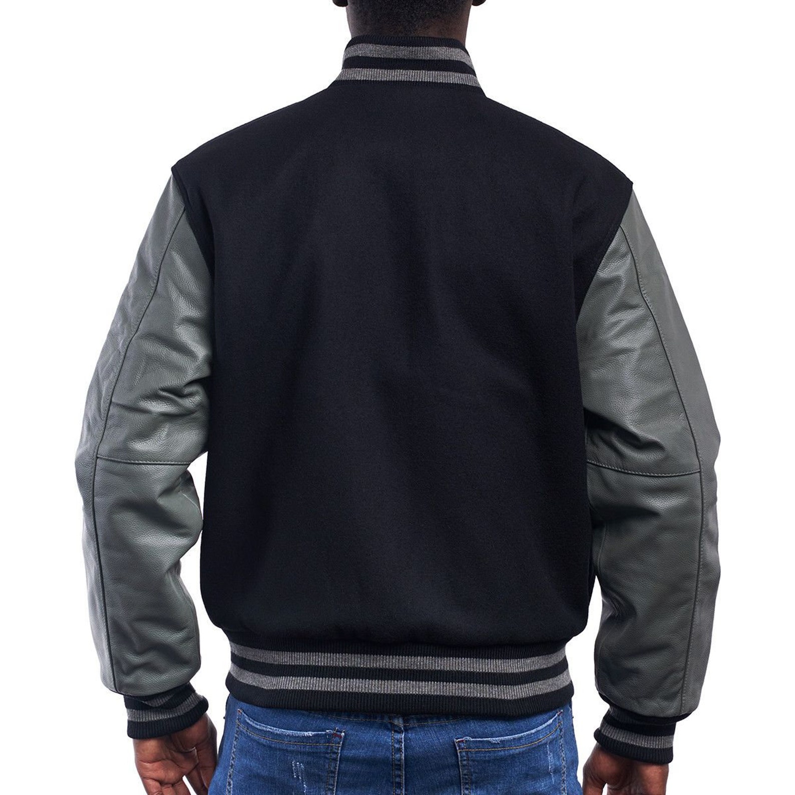 Mens Varsity Jacket Wool Body With Genuine Leather Sleeves American ...