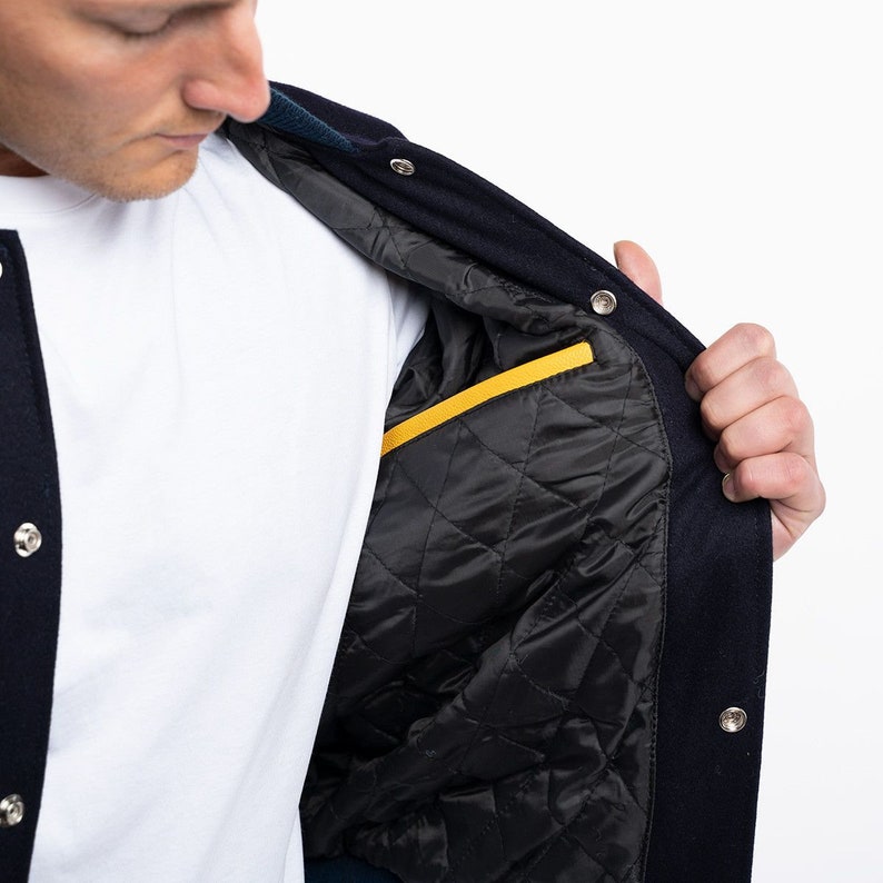 Mens Varsity Jacket Wool Body With Genuine Leather Sleeves American ...