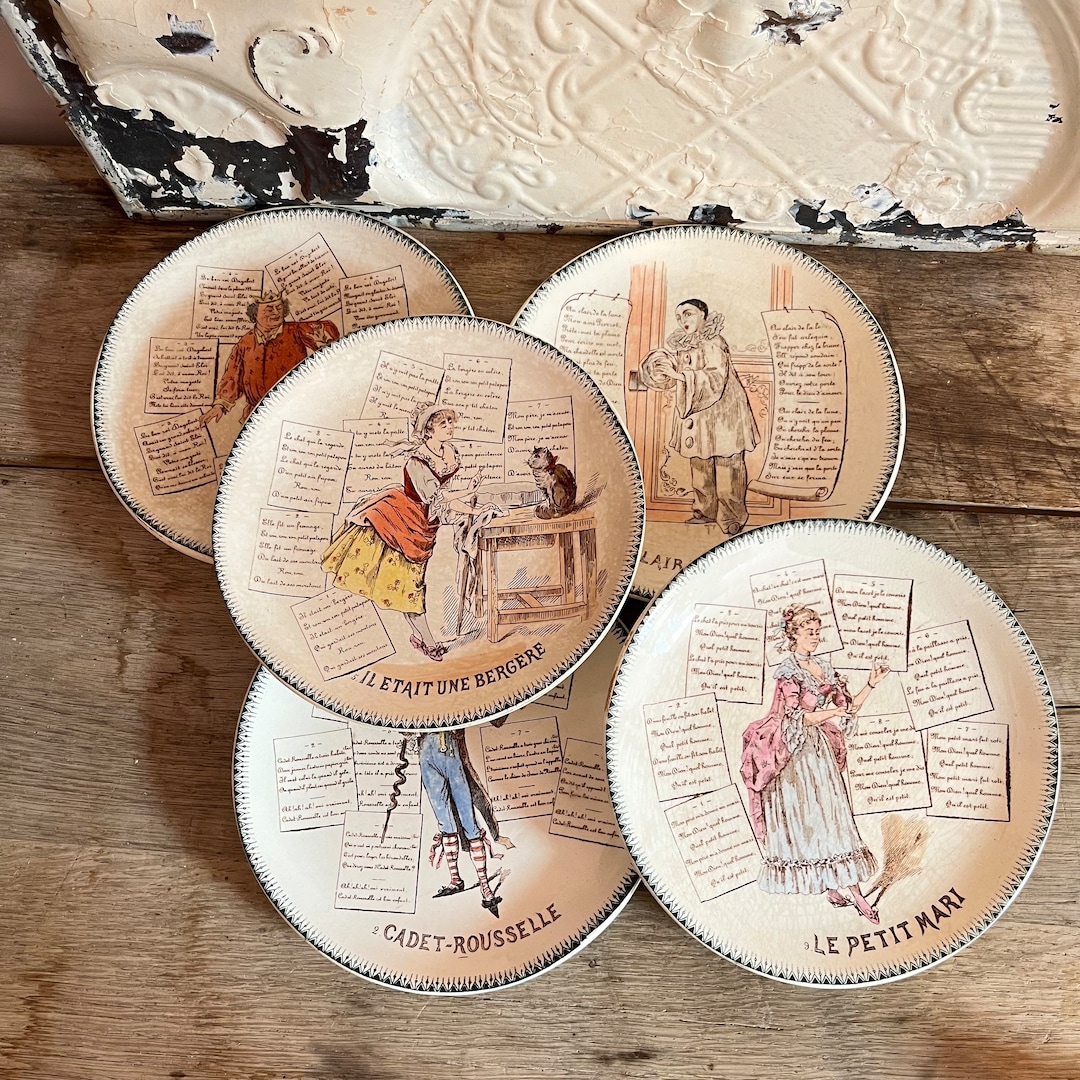 Talking Plates on the Theme of Nursery Rhymes - French Flea Market - - Etsy