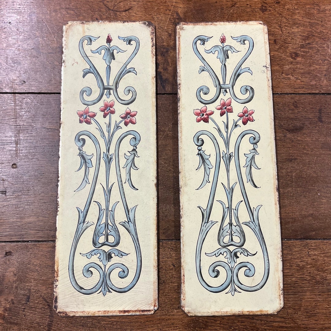 Pair of Old Art Nouveau Enamel Plates - French Flea Market - - Etsy