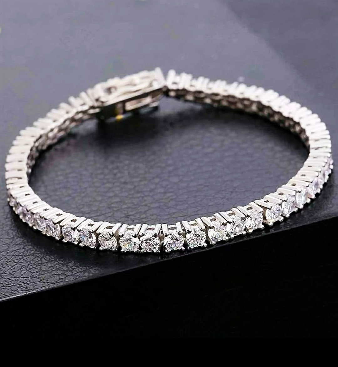 Moissanite Tennis Bracelet VVS1 925 Sterling Silver White Gold Plated ...