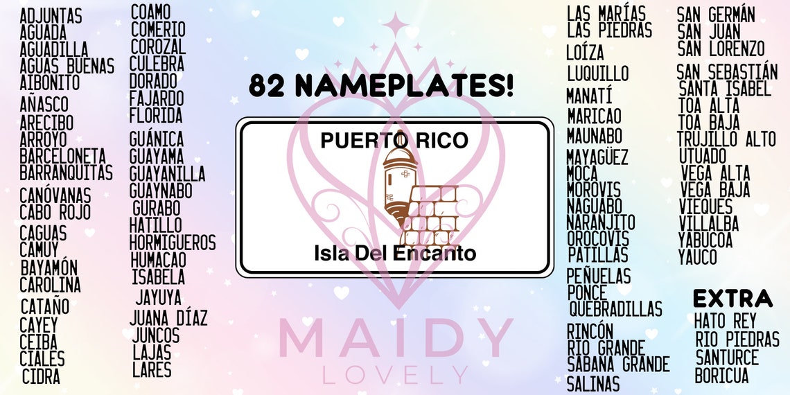 82 Nameplateplain, Tablilla De Pueblos Y Extras De Puerto Rico PNG - Etsy
