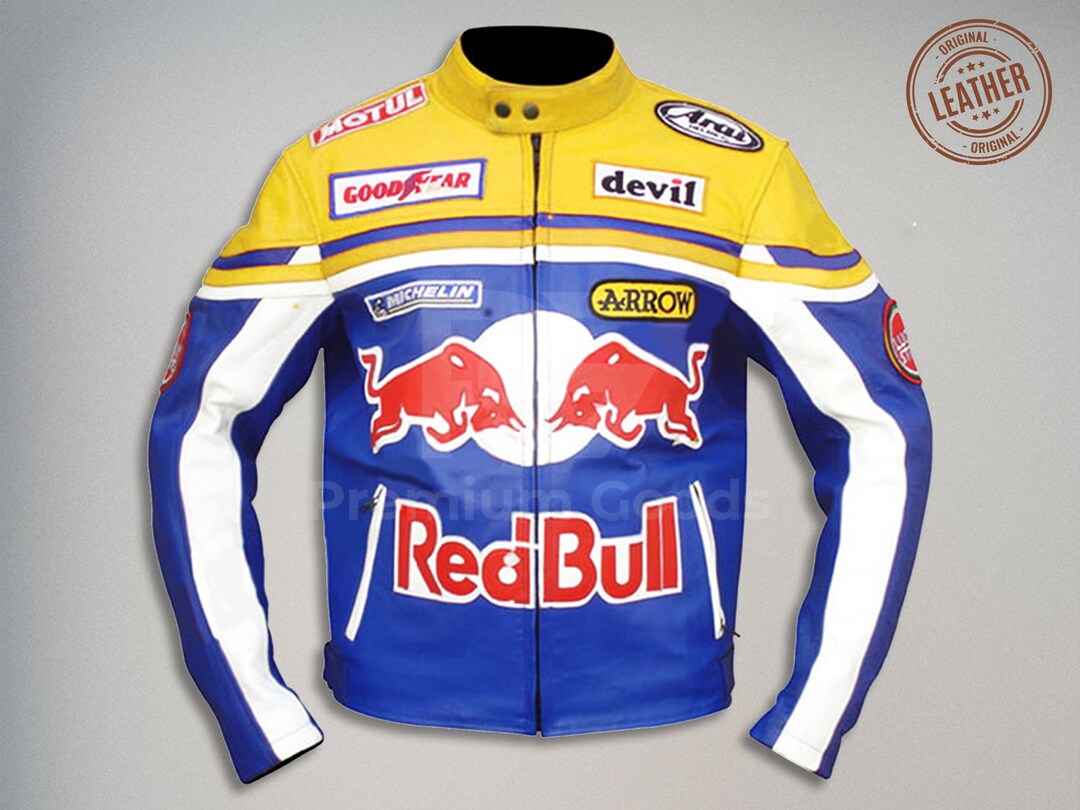 Red Bull Racing Leather Jacket Moto Racing Jacket Men Biker - Etsy