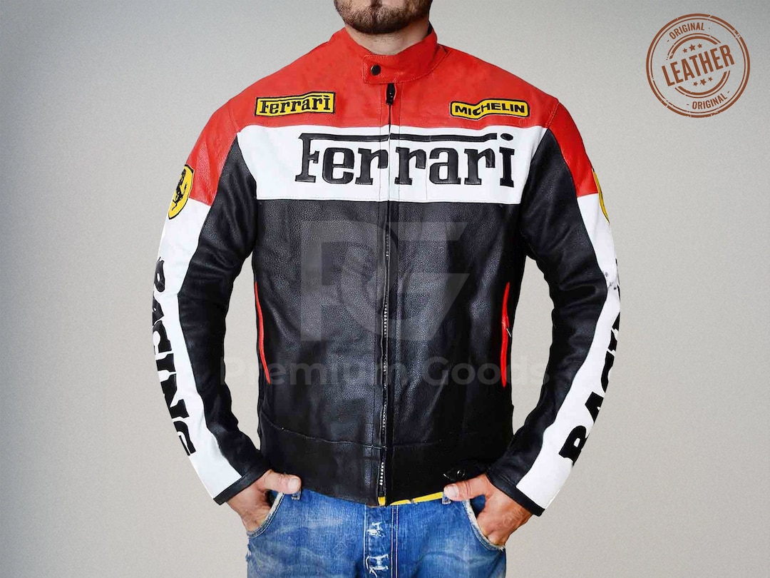 Ferrari Racing Leather Jacket Red and Black F1 Moto Racing - Etsy