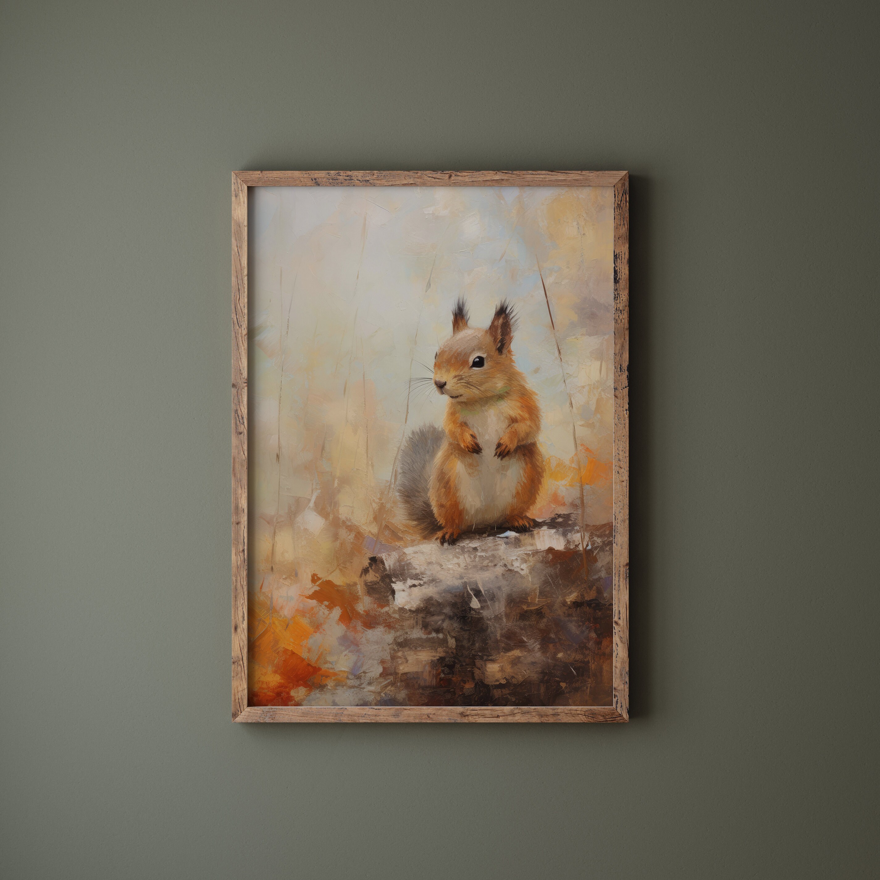 Vintage Squirrel Autumn Print, Rustic Animal Decor, Fall Wall Art ...