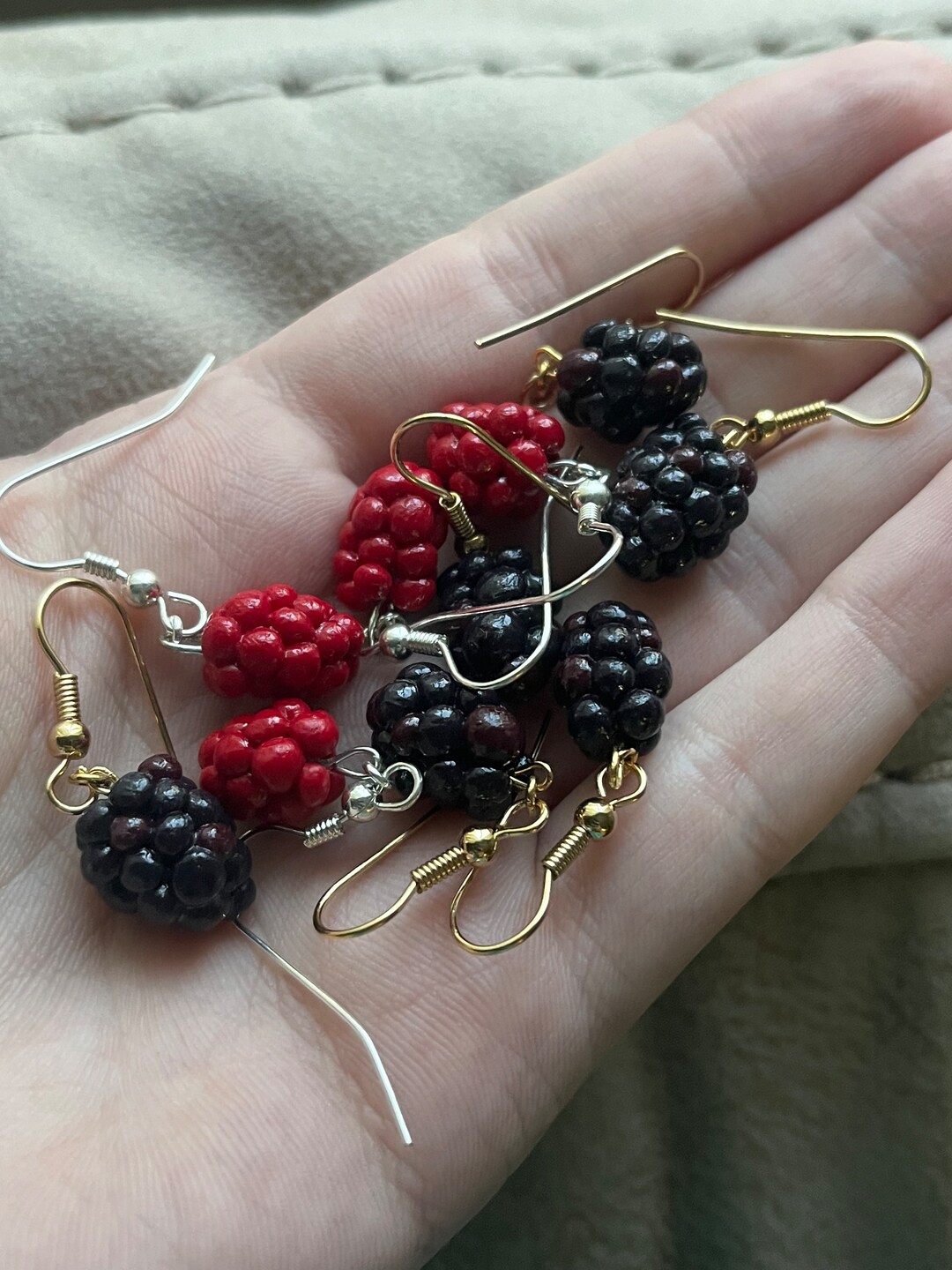 Berry Drop Earrings, Blackberry and Raspberry - Etsy