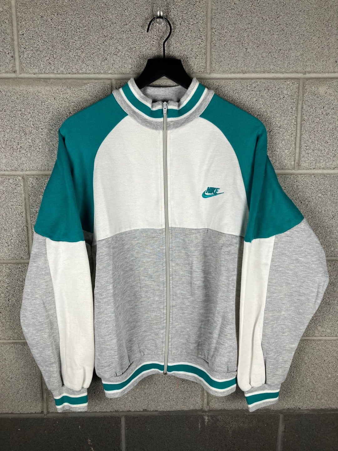 Vintage 1980s Nike Colorblock Zip up Sweatshirt - Etsy