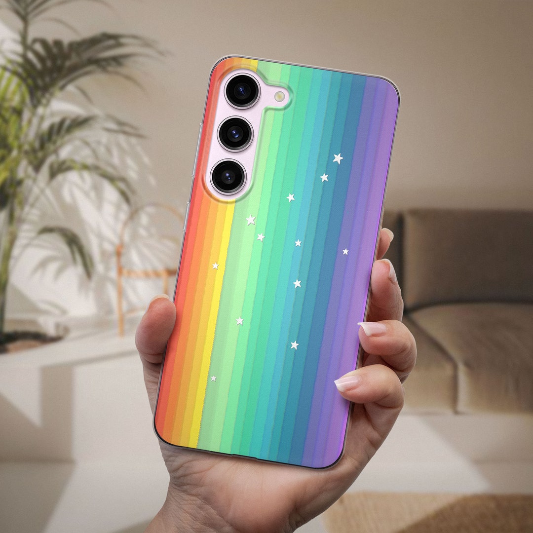Cute Rainbow Strips Phone Case Fits Samsung S25 S24 Ultra S23 S22 S21 ...