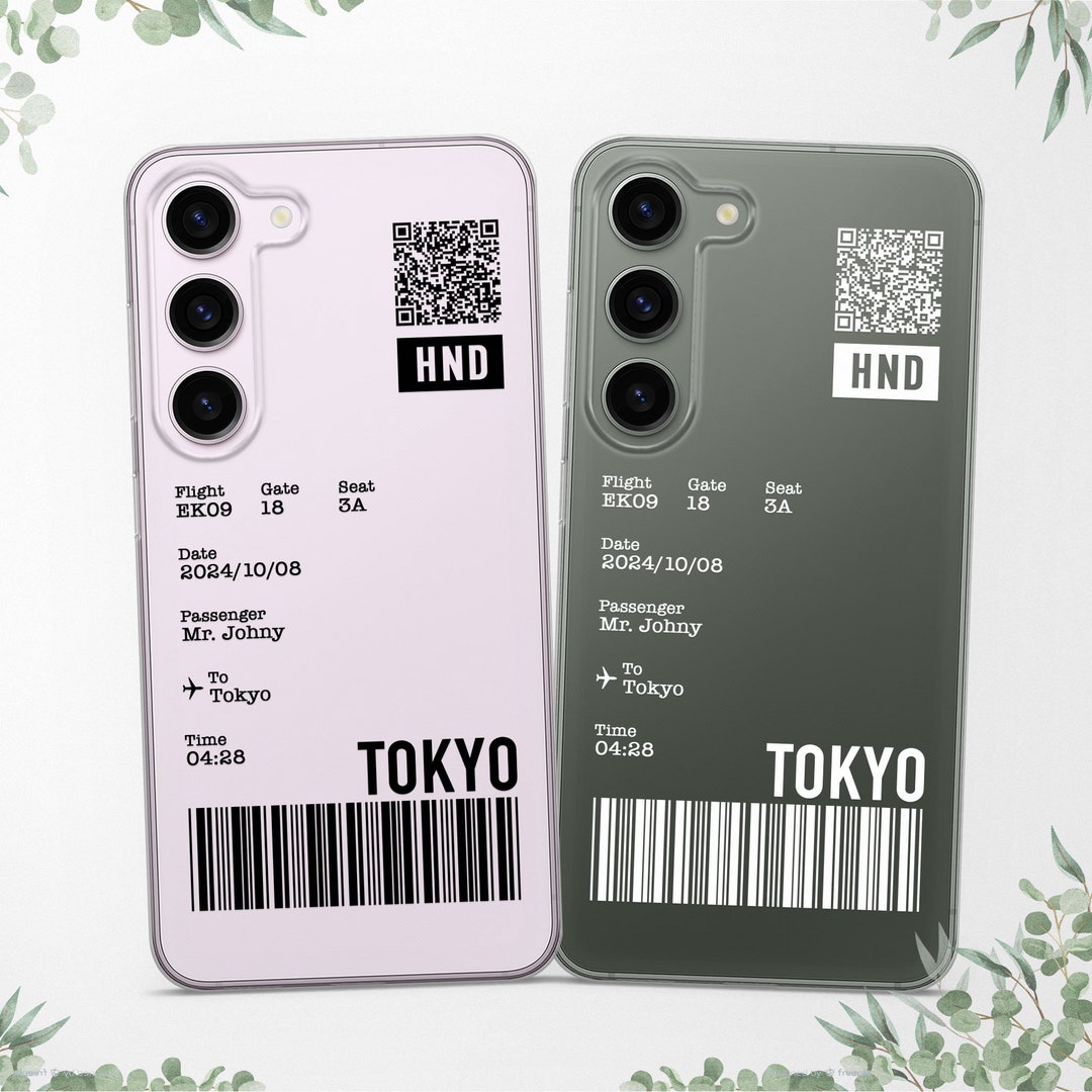 Custom Plane Ticket Phone Case Fits Samsung S25 S24 S23 Ultra S22 S21 ...