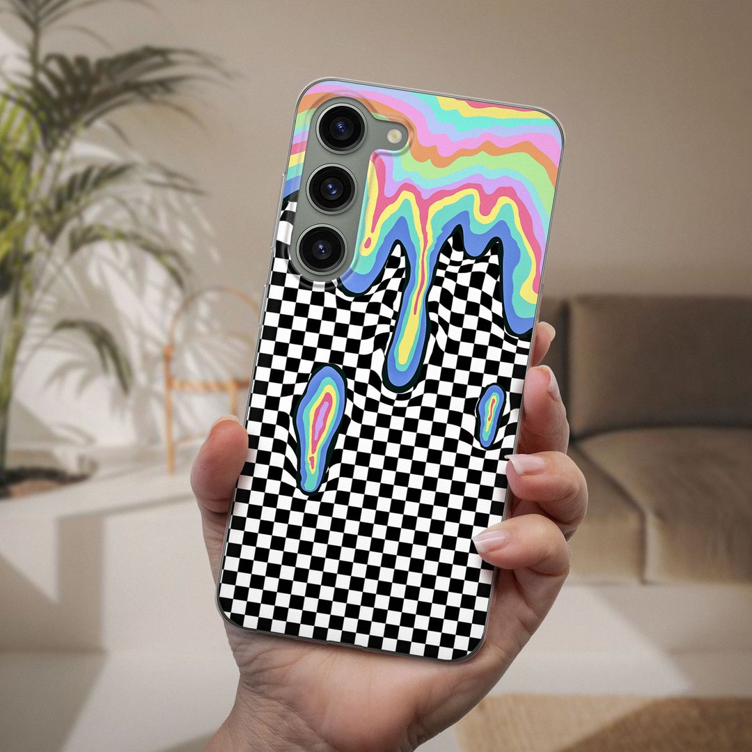 Melted Abstract Check Phone Case Fits Samsung S25 S24 Ultra S23 S22 S21 ...