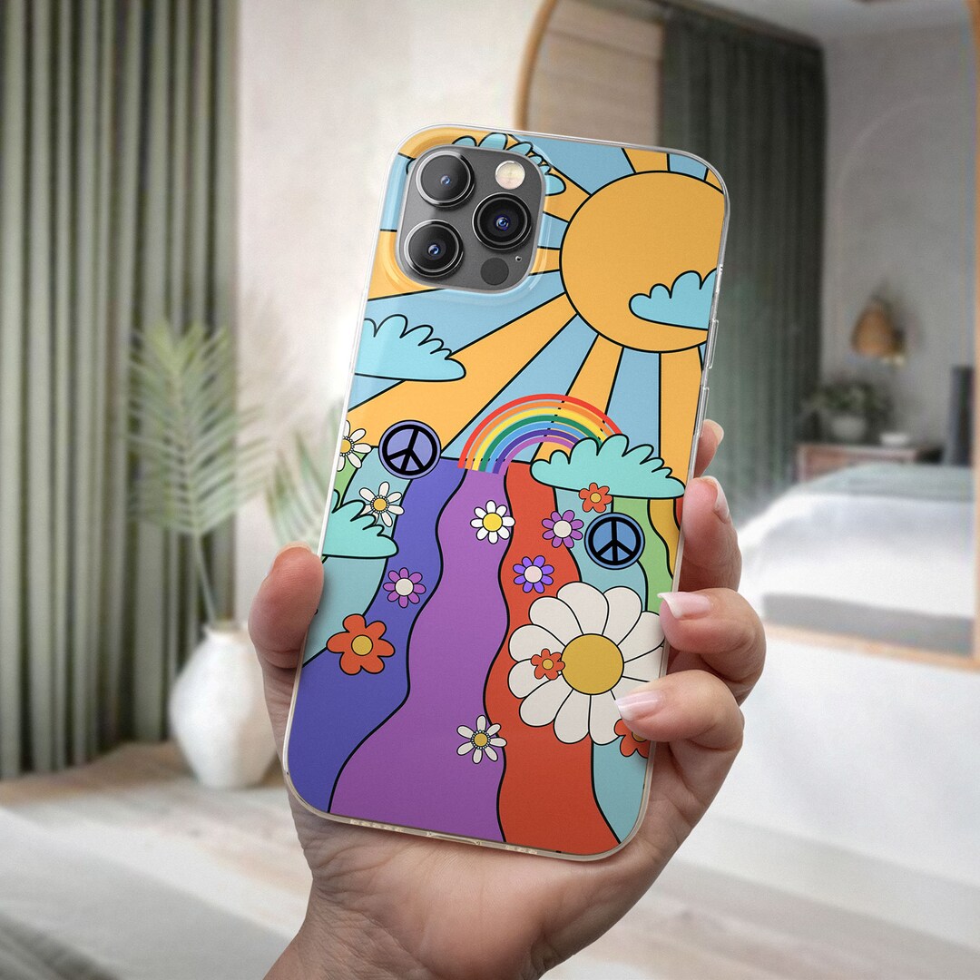 Retro Groovy Hippie Phone Case Fit iPhone 15 Pro 14 13 Mini 12 11 Xr SE ...