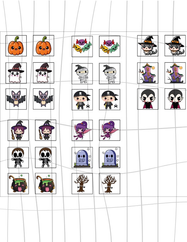 Halloween Themed Printable Memory Matching Games, Pumpkin and Halloween ...