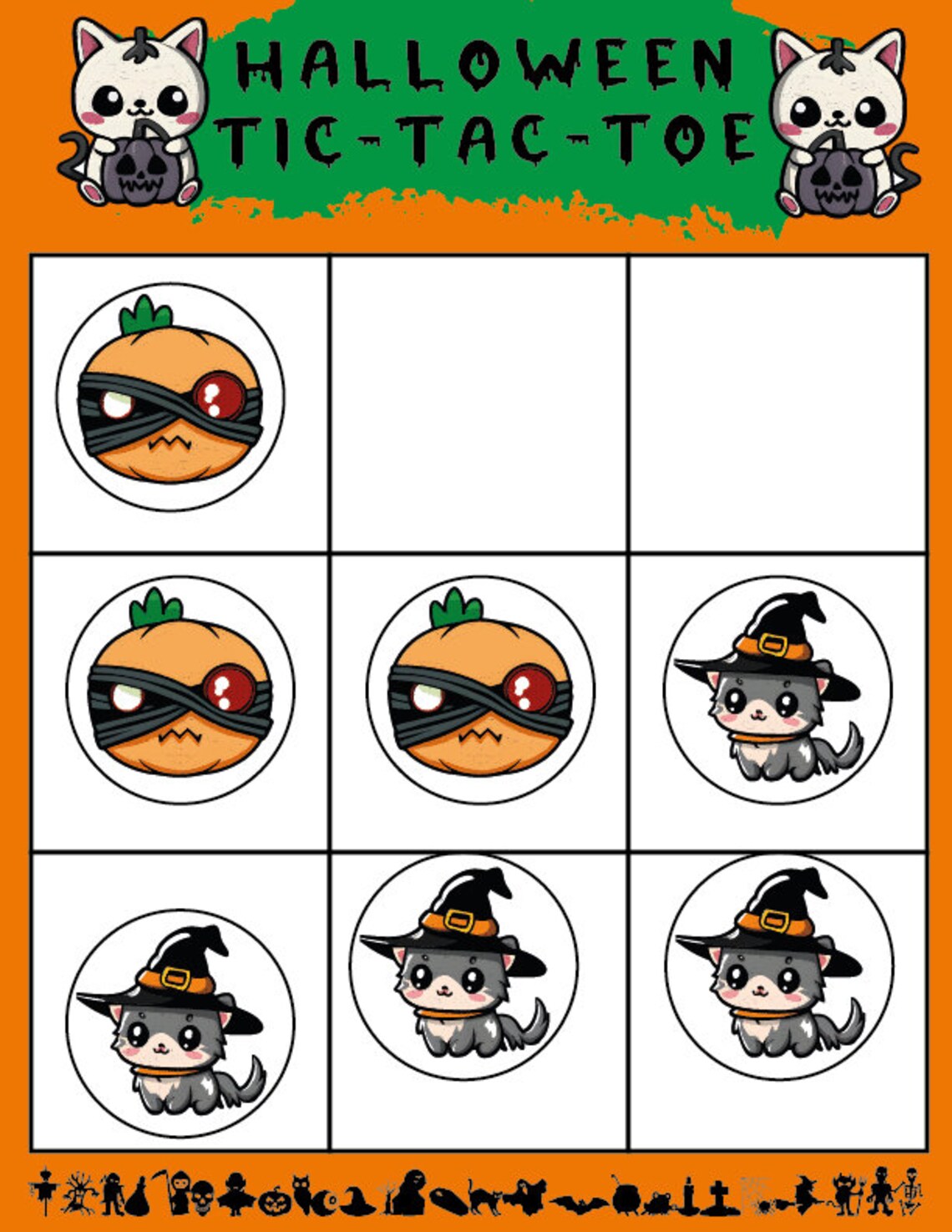 Halloween Themed Printable Tic Tac Toe Game Set Halloween Fun - Etsy