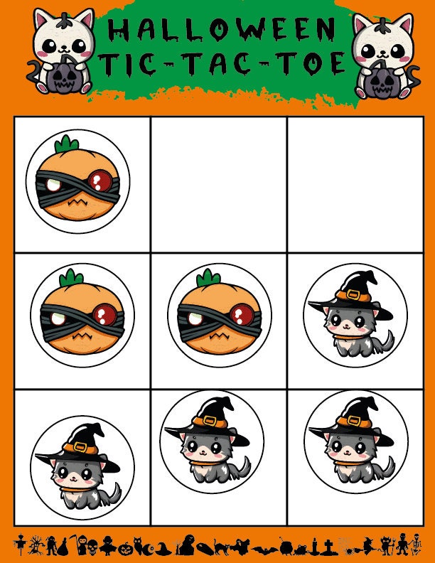 Halloween Themed Printable Tic Tac Toe Game Set Halloween Fun - Etsy