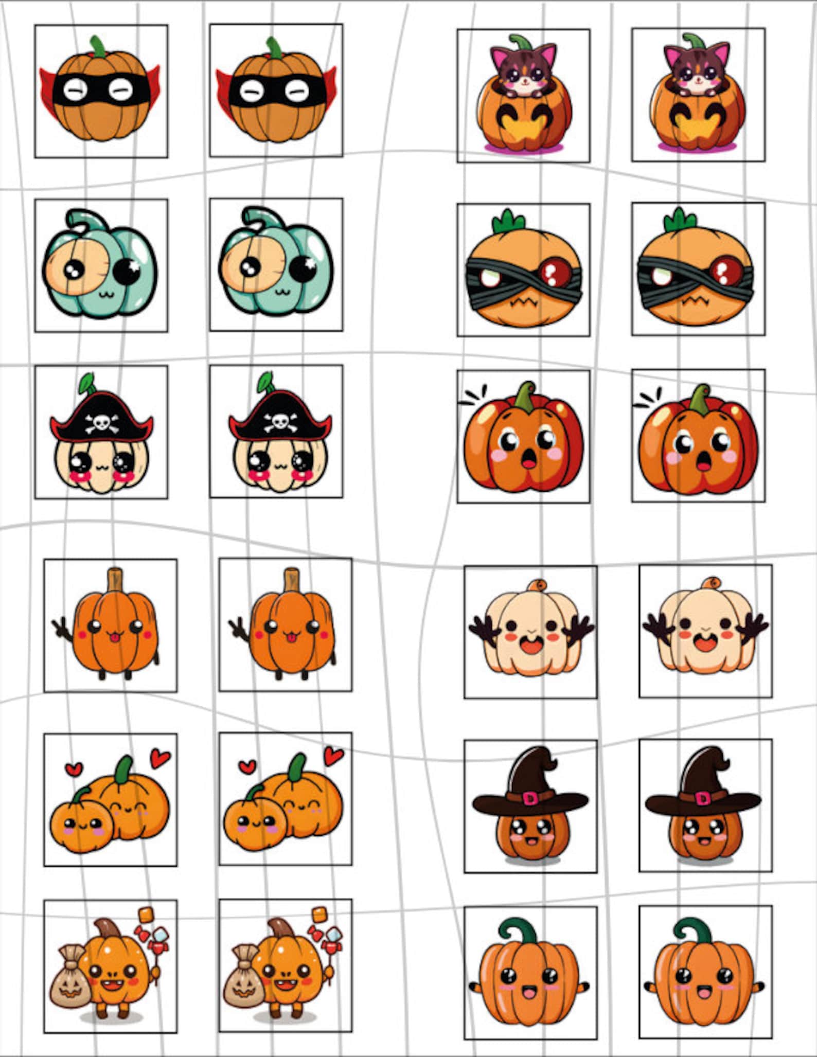 Halloween Themed Printable Memory Matching Games, Pumpkin and Halloween ...