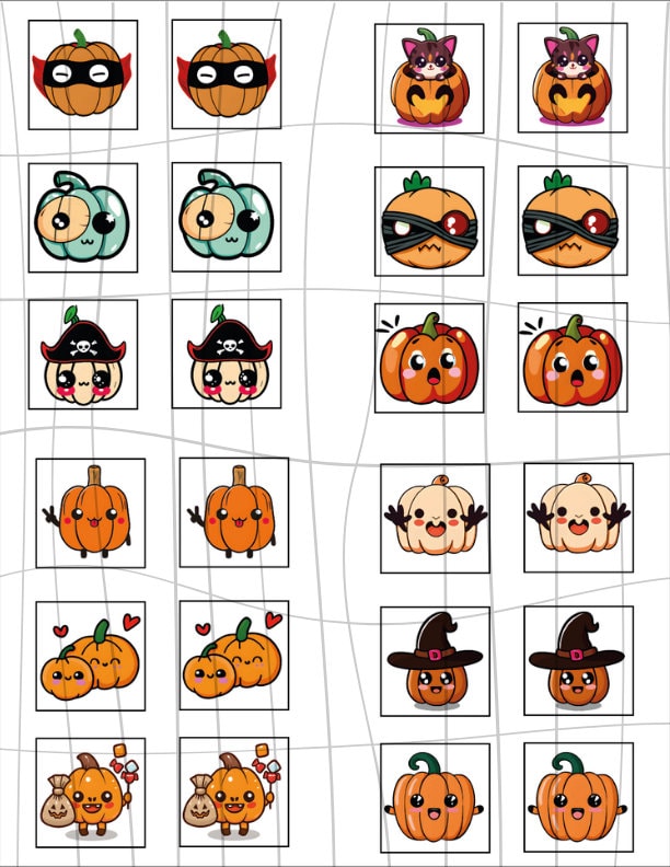 Halloween Themed Printable Memory Matching Games, Pumpkin and Halloween ...