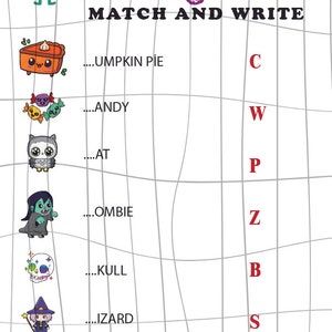Educational Halloween Themed Printable Word Race and Match and Write ...