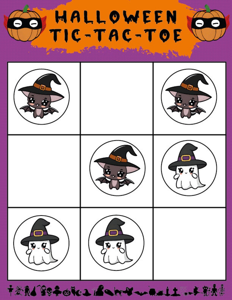 Halloween Themed Printable Tic Tac Toe Game Set Halloween Fun - Etsy