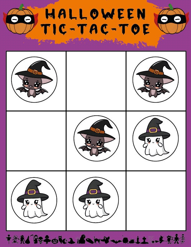 Halloween Themed Printable Tic Tac Toe Game Set Halloween Fun - Etsy