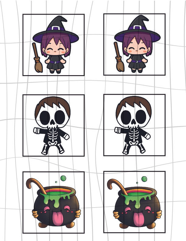 Halloween Themed Printable Memory Matching Games, Pumpkin and Halloween ...