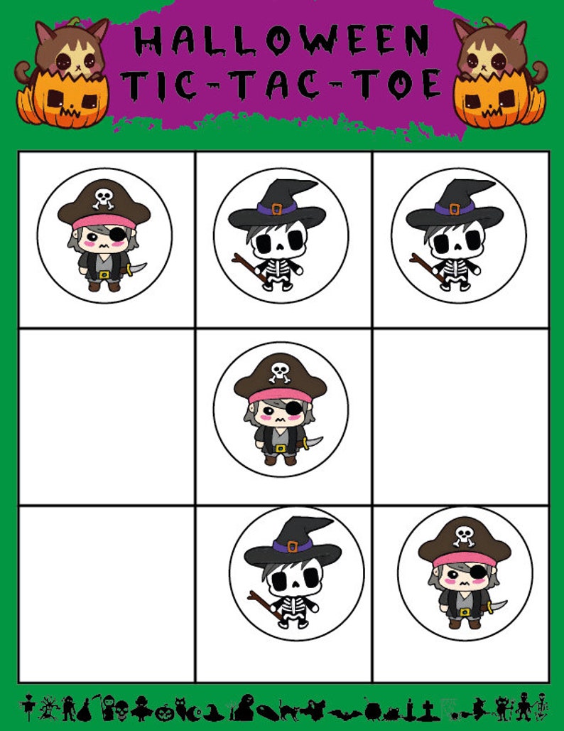 Halloween Themed Printable Tic Tac Toe Game Set Halloween Fun - Etsy