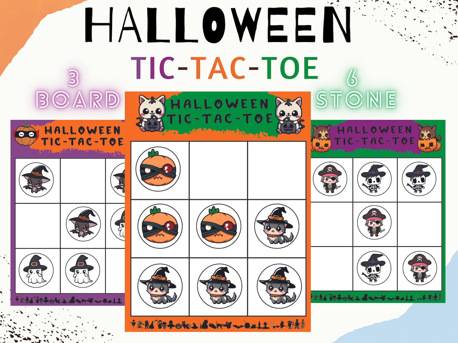 Halloween Themed Printable Tic Tac Toe Game Set Halloween Fun - Etsy