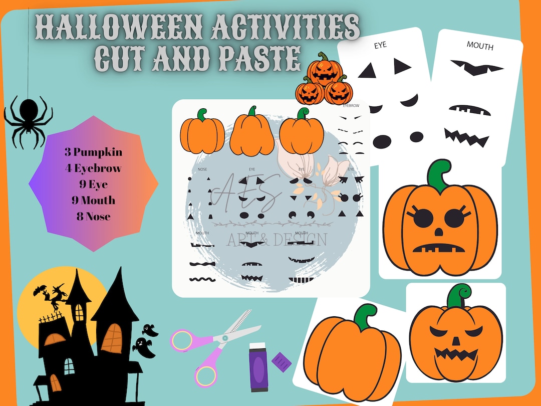 Halloween Pumpkin Themed Printable Cut and Paste Activity for - Etsy