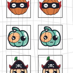 Halloween Themed Printable Memory Matching Games, Pumpkin and Halloween ...
