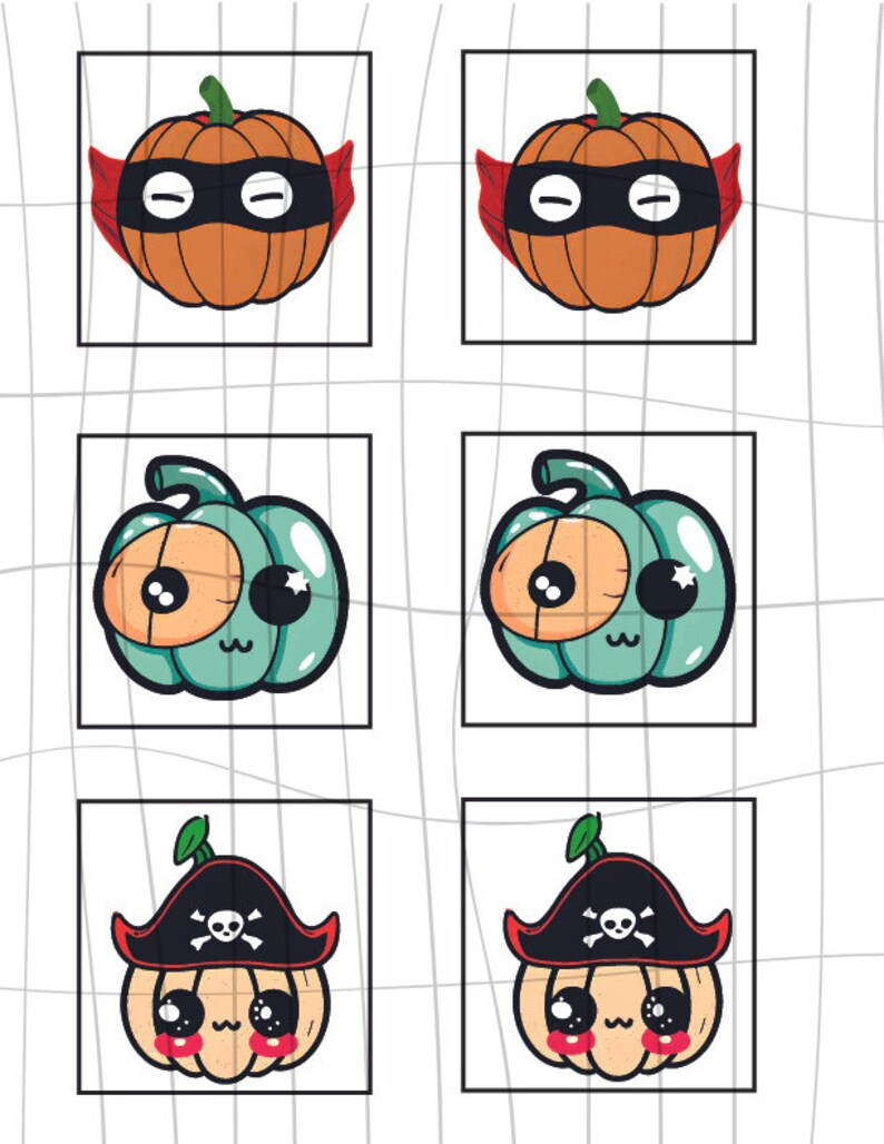 Halloween Themed Printable Memory Matching Games, Pumpkin and Halloween ...