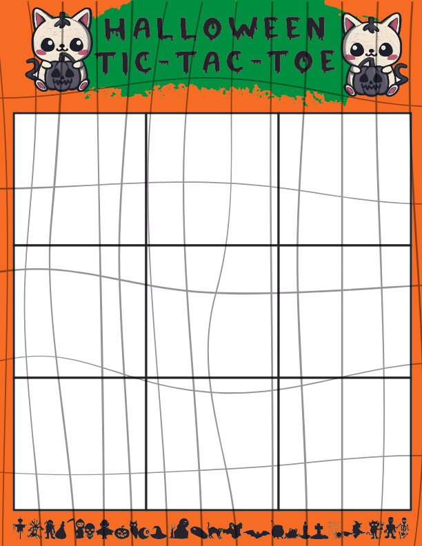 Halloween Themed Printable Tic Tac Toe Game Set Halloween Fun - Etsy