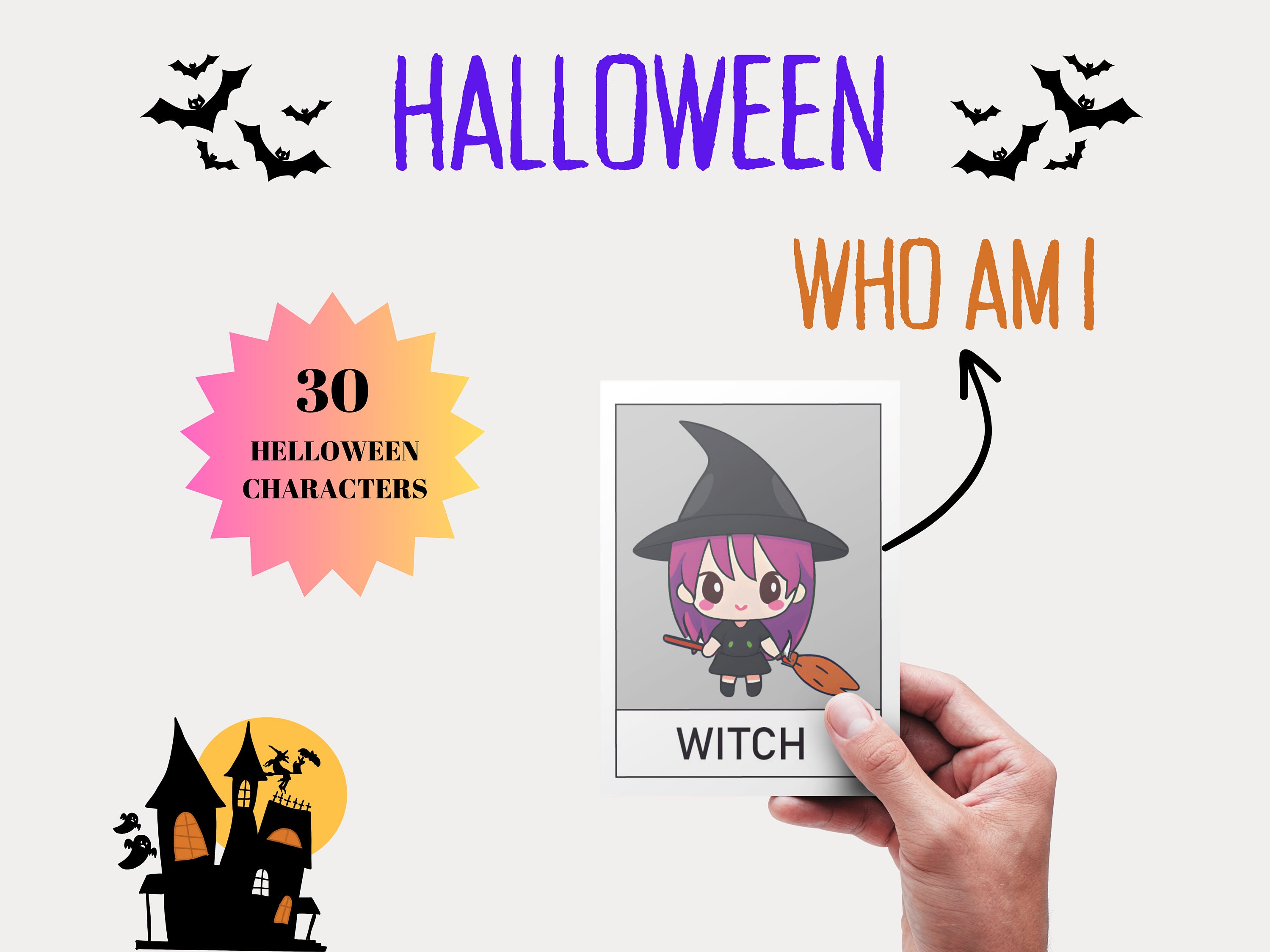 Printable Halloween Who Am I Game Activity For Kids And Etsy