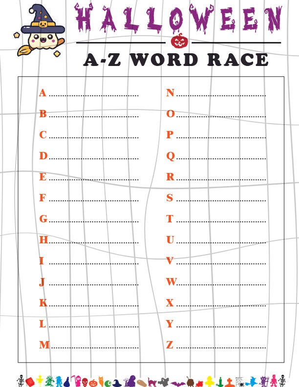 Educational Halloween Themed Printable Word Race and Match and Write ...