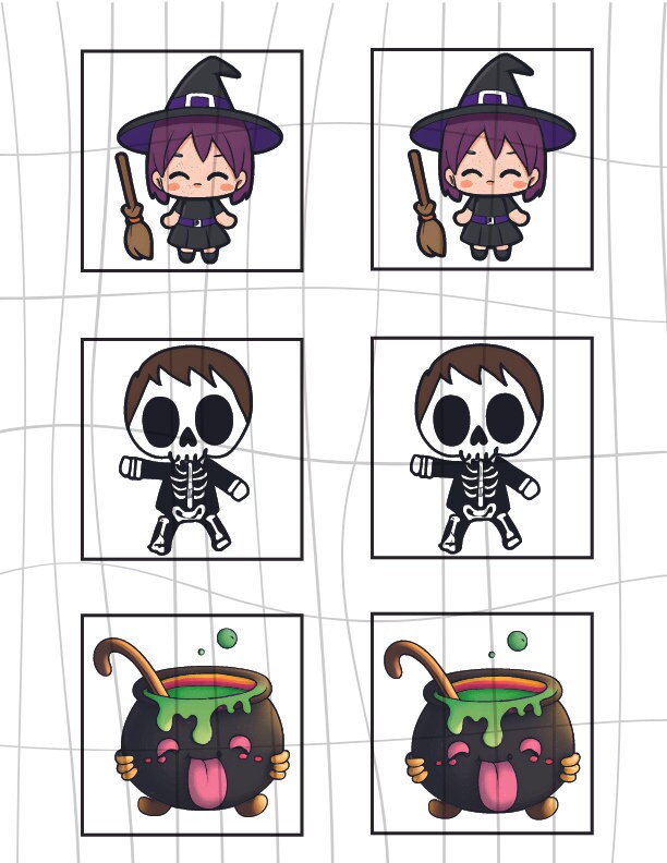 Halloween Themed Printable Memory Matching Games, Pumpkin and Halloween ...