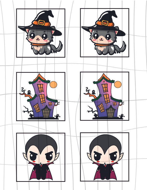 Halloween Themed Printable Memory Matching Games, Pumpkin and Halloween ...